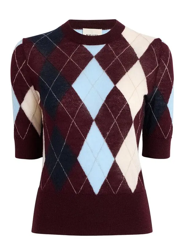 Khaite Argyle-knit Cashmere-blend Top - Burgundy