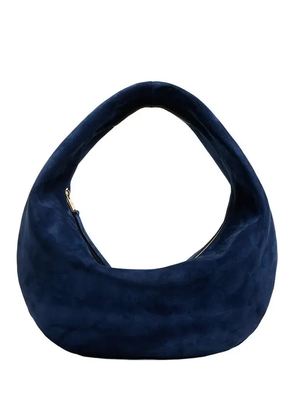 Khaite Olivia Medium Suede Hobo Bag - Navy