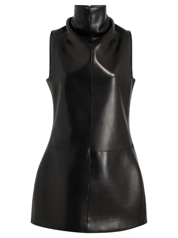 Khaite Daria Leather Mini Dress - Black