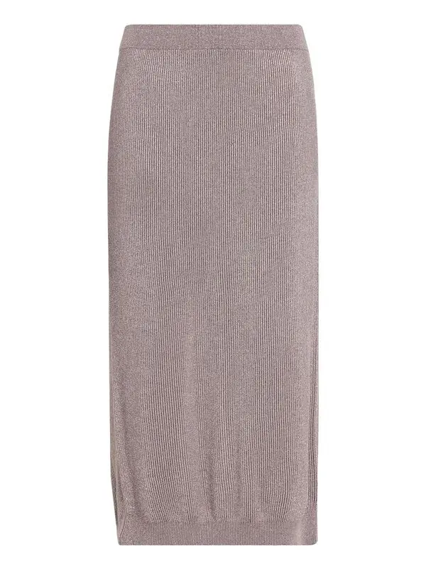 Brunello Cucinelli Sparkling Cotton Rib Knit Maxi Skirt - Lavander And Silver