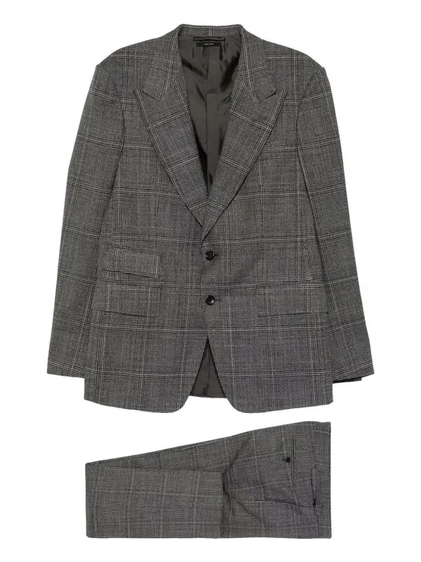 TOM FORD Checked Single-breasted Suit - Grey