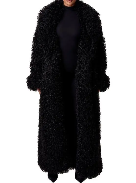 Naked Wardrobe Faux Shearling Coat - Black