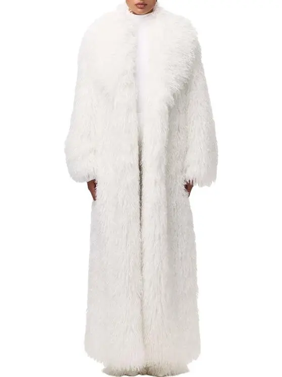 Naked Wardrobe Faux Shearling Coat - Ivory