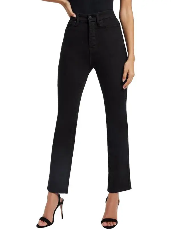 Good American High Waist Straight Leg Jeans - Black001