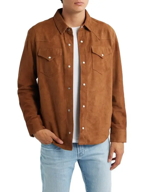 Ag Elias Western Suede Shirt Jacket - Canyon Amber