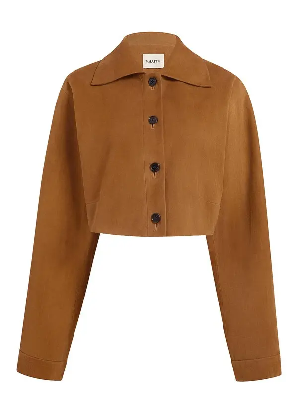 Khaite Sue Cropped Suede Jacket - Brown