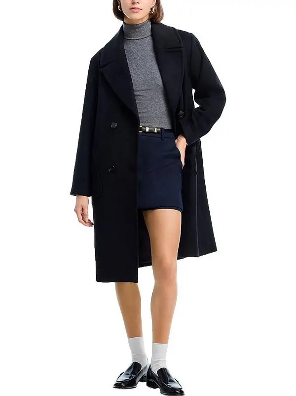 Aqua Double Breasted Coat - Black