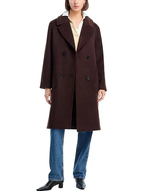Aqua Double Breasted Coat - Seal Brown