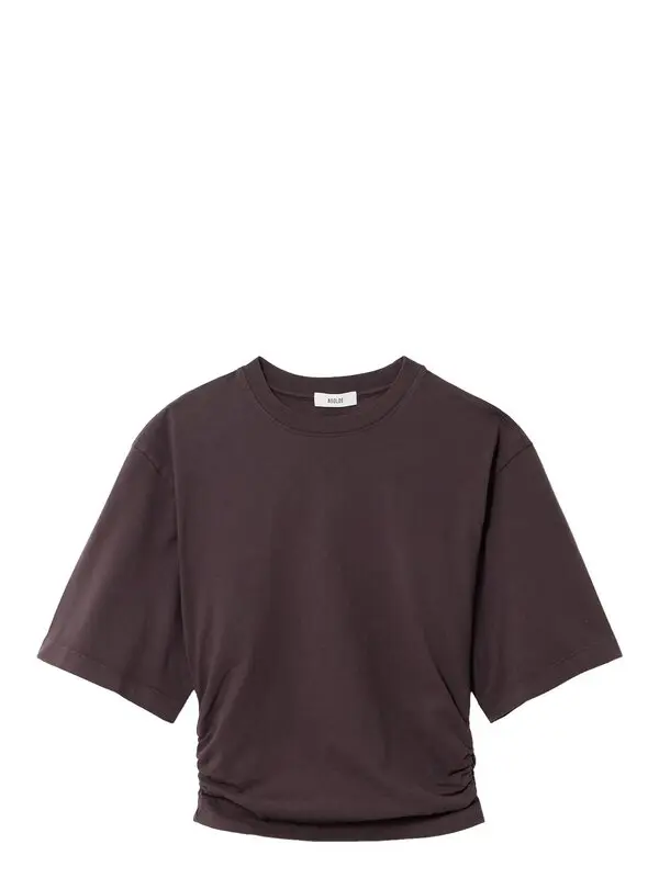 AGOLDE Shari Ruched Cotton-jersey T-shirt - Brown