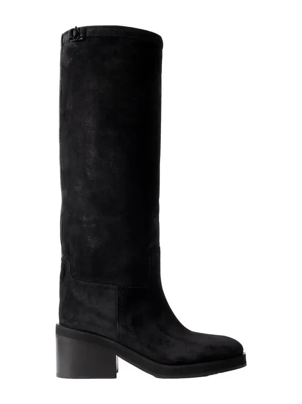 JIMMY CHOO Yasmin 70 Suede Knee Boots - Black