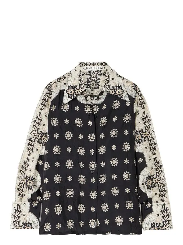 Alix Of Bohemia Dana Bronco Printed Silk Shirt - Black