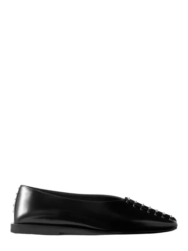 JIL SANDER Studded Leather Ballet Flats - Black