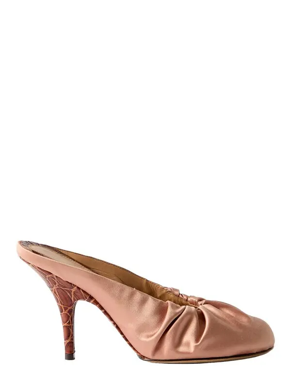 Dries Van Noten Ruched Satin Mules - Pink