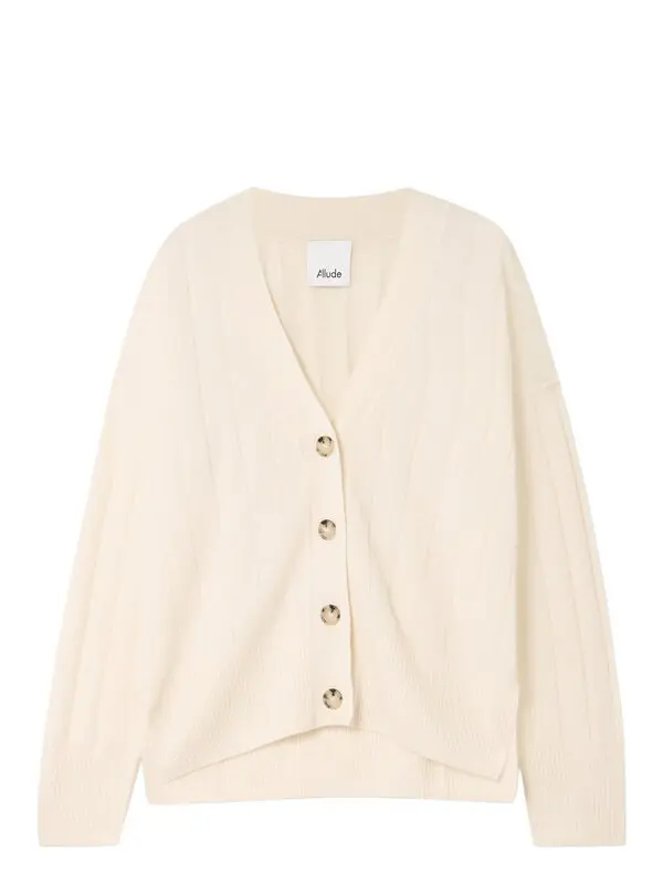 ALLUDE Cashmere And Silk-blend Cardigan - Cream