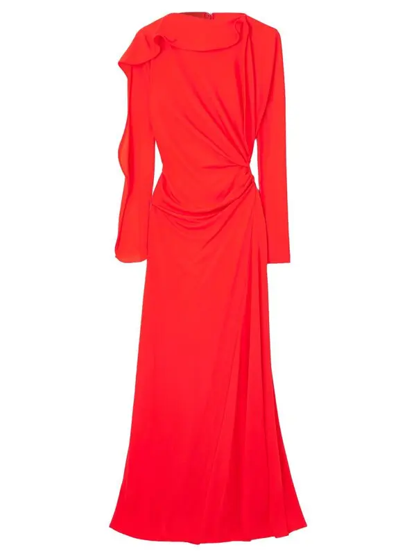 Victoria Beckham Draped Asymmetric Jersey Maxi Dress - Red