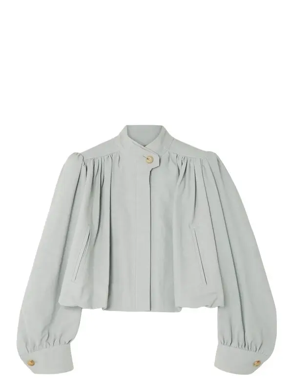 Chloé Gathered Cotton-dupioni Jacket - Gray