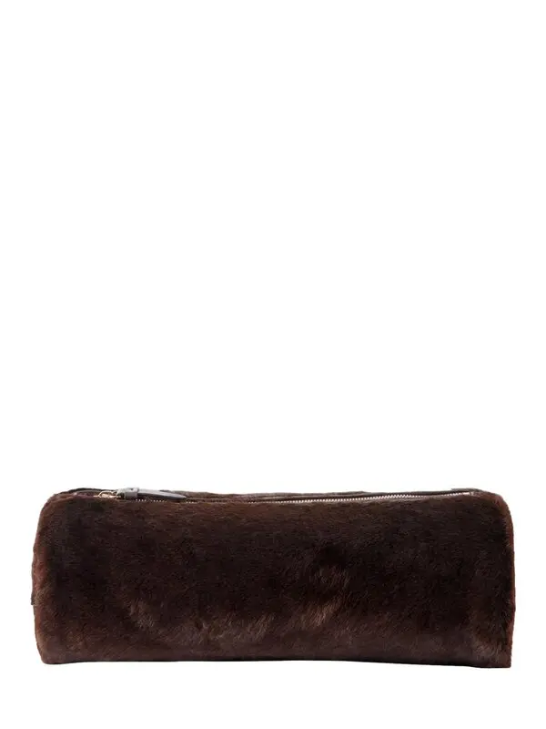 Proenza Schouler Silo Shearling Clutch - Brown