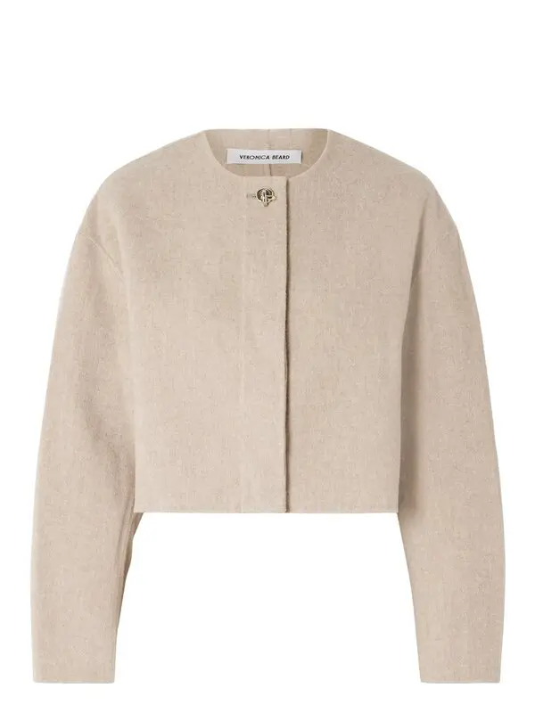 Veronica Beard Philips Cropped Wool-blend Jacket - Neutrals