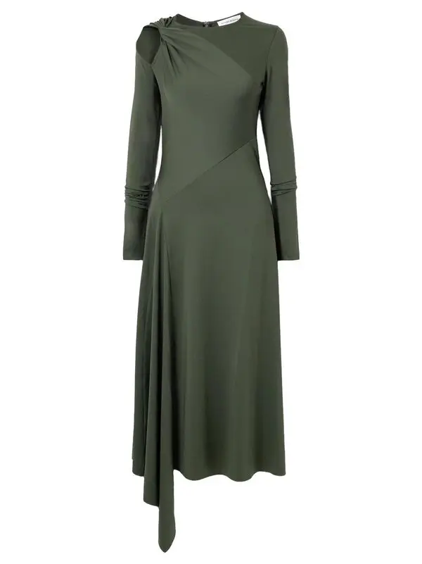 Victoria Beckham Asymmetric Twisted Cutout Stretch-jersey Midi Dress - Green