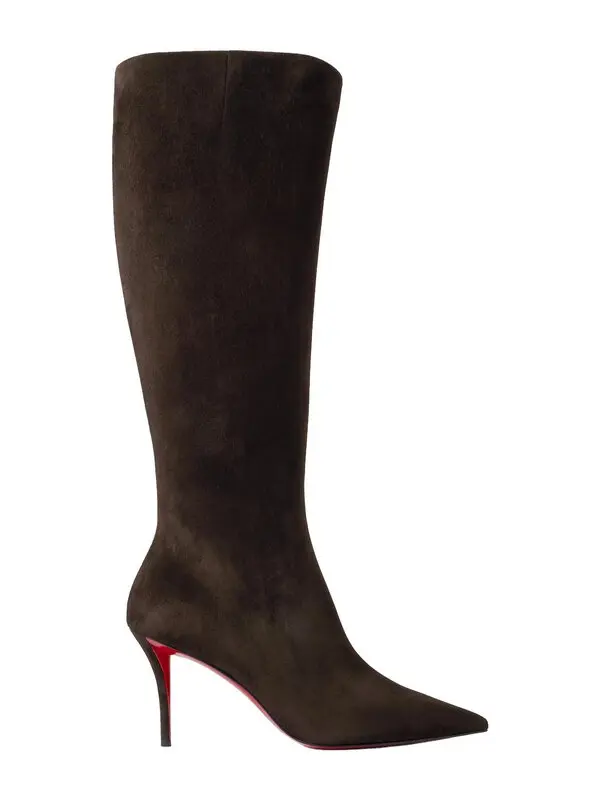 CHRISTIAN LOUBOUTIN Miss Z 80 Suede Knee Boots - Brown
