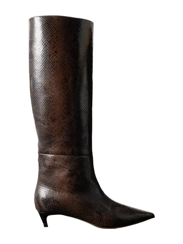 JIMMY CHOO Maxima 35 Snake-effect Leather Knee Boots - Brown