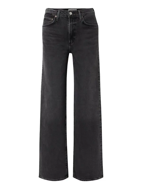 AGOLDE Harper Mid-rise Wide-leg Jeans - Black
