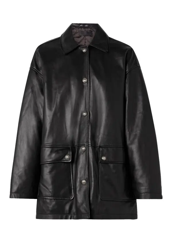 NILI LOTAN Cordel Leather Coat - Black