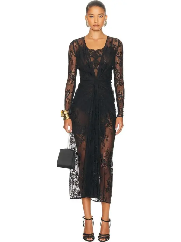Dolce & Gabbana Long Sleeve Lace Dress - Black