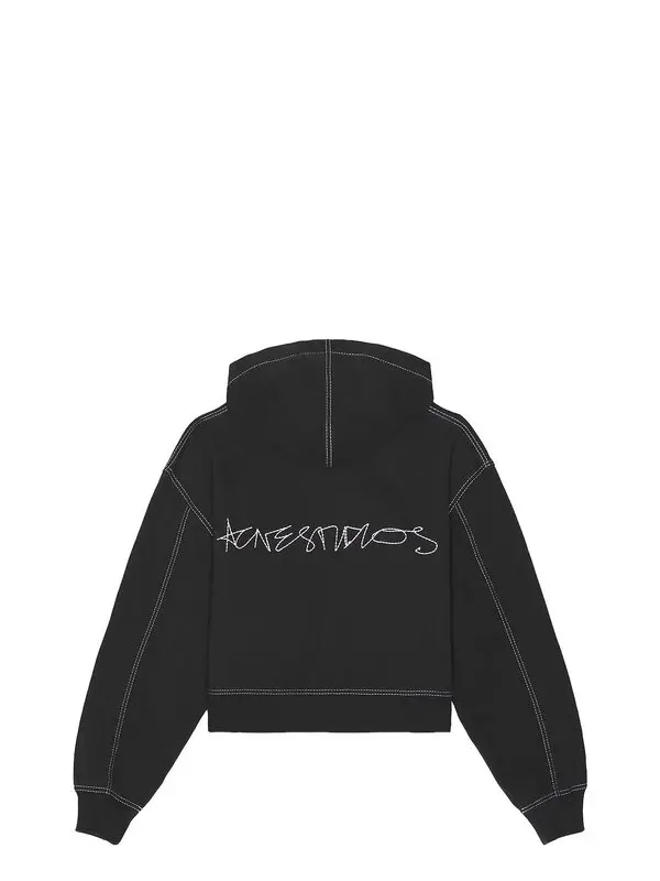 Acne Studios Foscar Zip Autograph Logo Hoodie - Faded Black