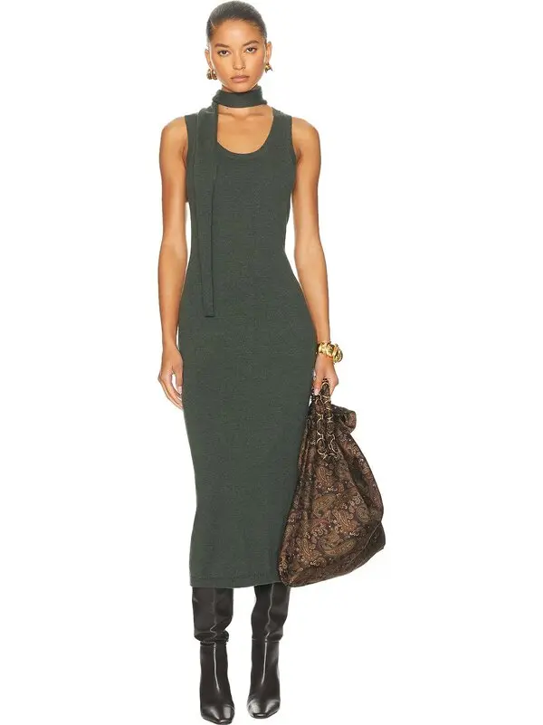 Matthew Bruch Scarf Tank Midi Dress - Forest Knit