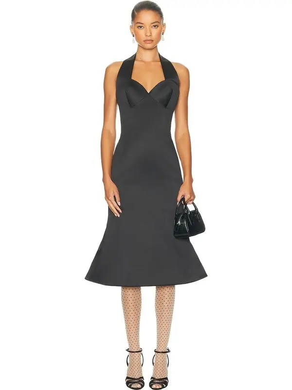Marc Jacobs Sculpted Satin Halter Dress - Black