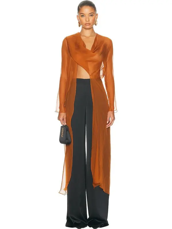 SEV Long Sleeve Draped Top - Caramel