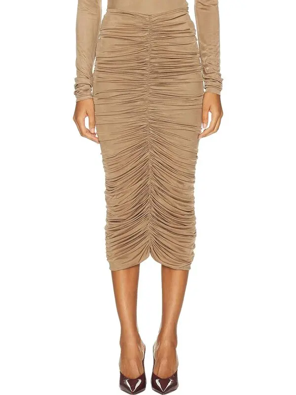 SEV Ruched Virgin Wool Skirt - Beige