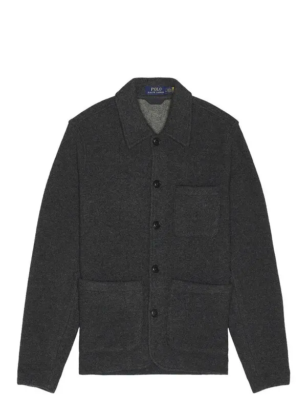 Ralph Lauren Brushed Double Knit Chore Jacket - Dark Charcoal Heather