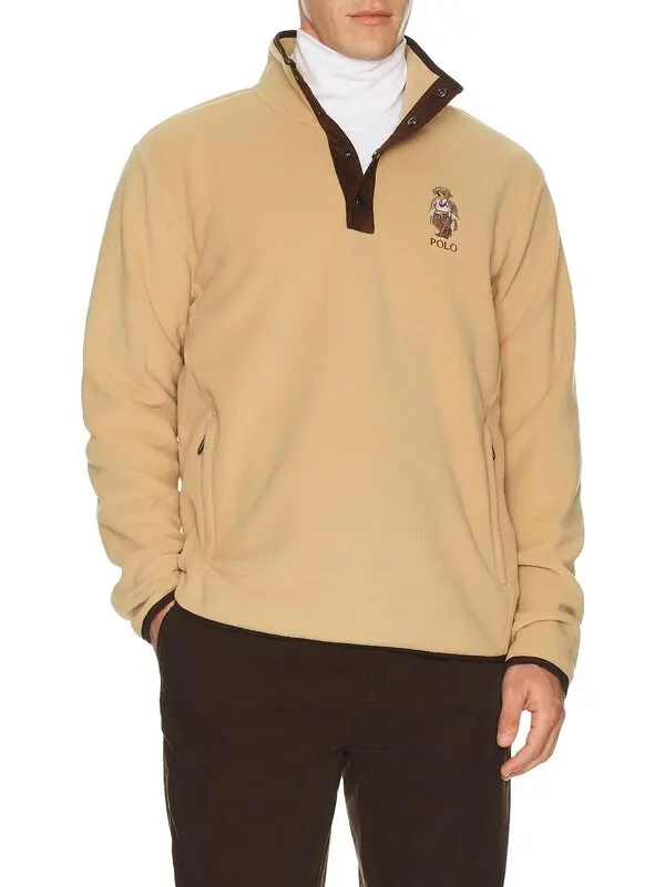 Polo Ralph Lauren Fleece Heritage Bear Mockneck Sweatshirt - Camel