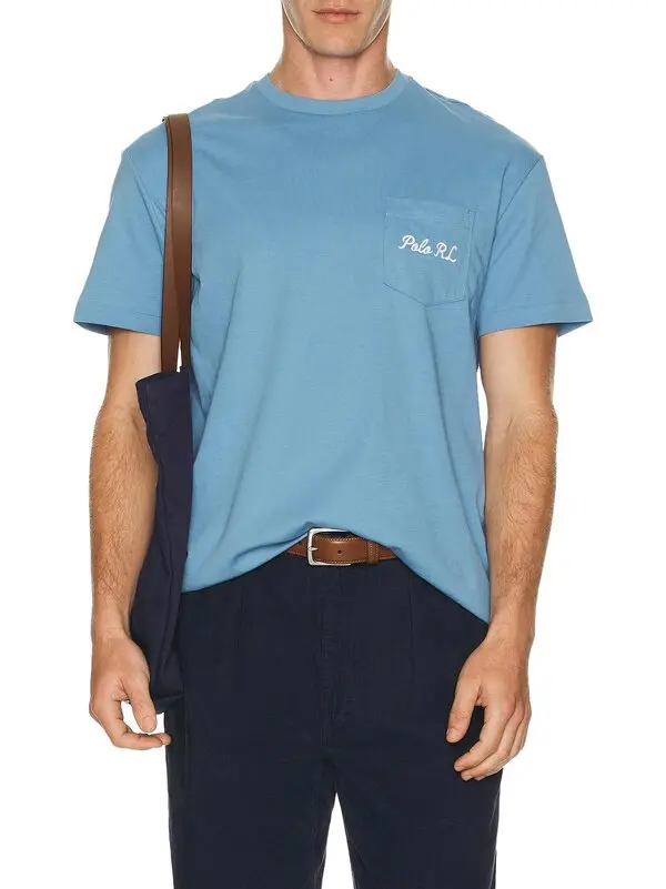Polo Ralph Lauren Graphic Heritage Bear Pocket T-shirt In Blue - Hatteras Blue