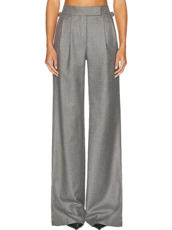 TOM FORD Tailored Cashmere Wide Leg Pant - Grey & White