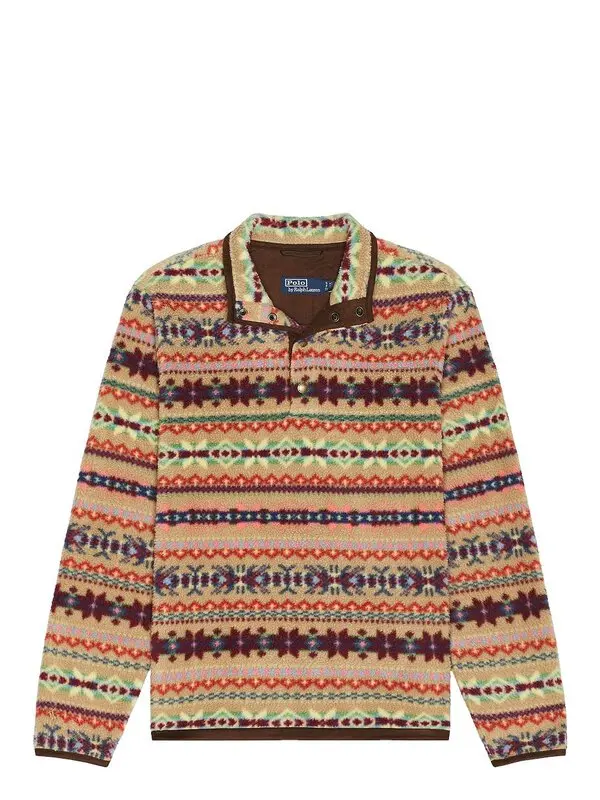 Ralph Lauren Printed Fleece Mockneck Pullover - Camel