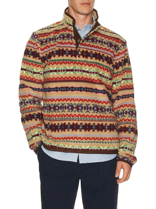Polo Ralph Lauren Printed Fleece Mockneck Pullover - Camel