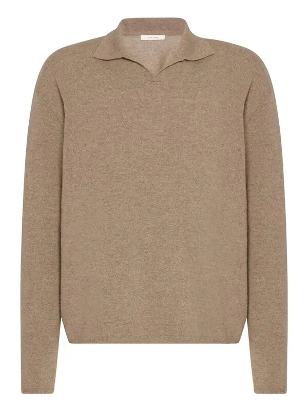 THE ROW Franz Cashmere Polo Sweater - Taupe