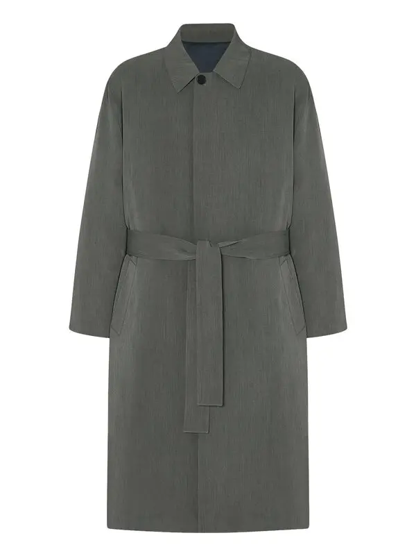 THE ROW Tarian Coat In Silk And Virgin Wool - Grey Cobalt