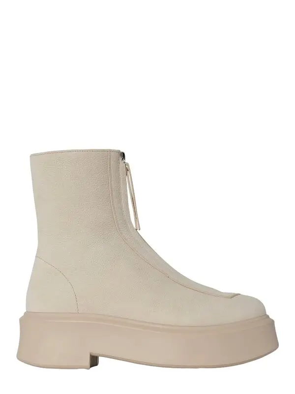 THE ROW Zipped Nubuck Ankle Boots - Beige