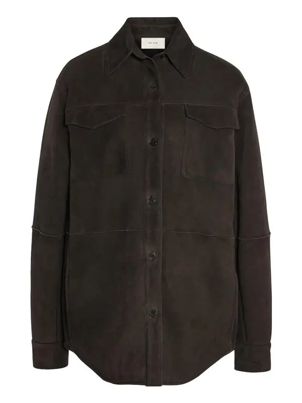 THE ROW Gwena Shearling Jacket - Dark Brown