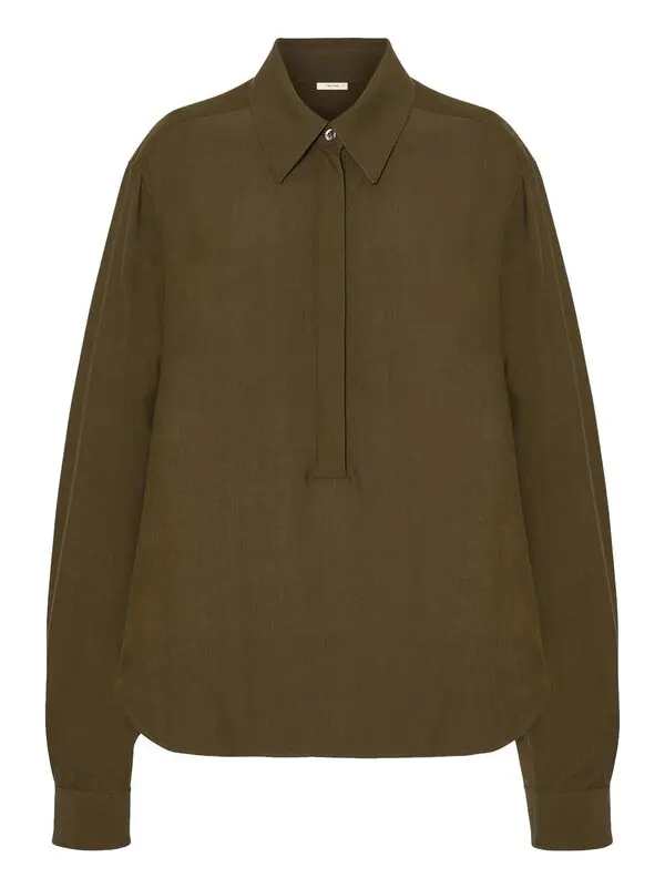 THE ROW Jana Shirt In Viscose And Silk - Sepia Khaki