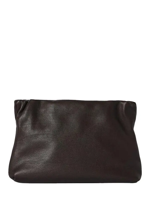 THE ROW Bourse Leather Clutch - Dark Brown