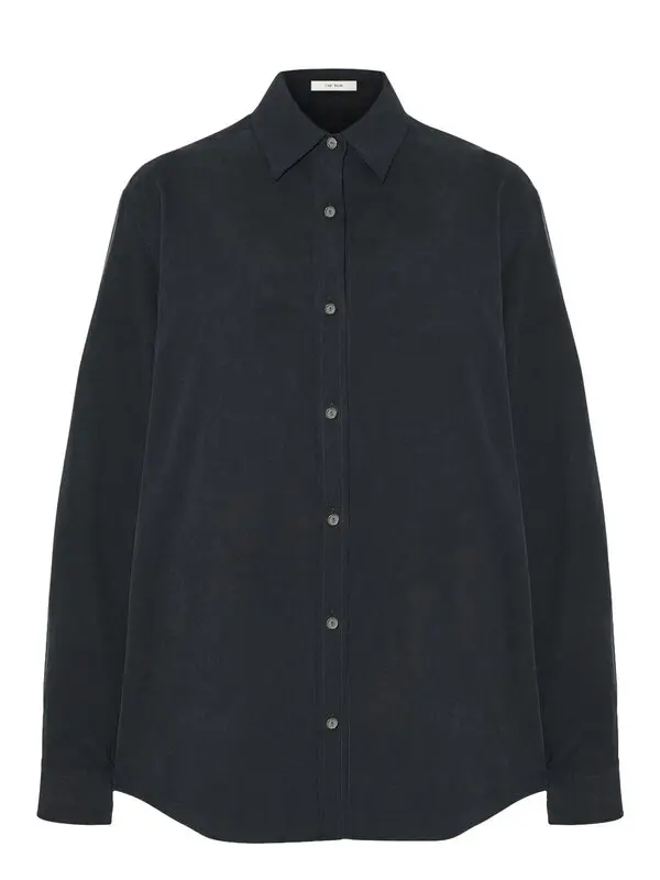 THE ROW Eirlys Shirt In Striped Silk - Black