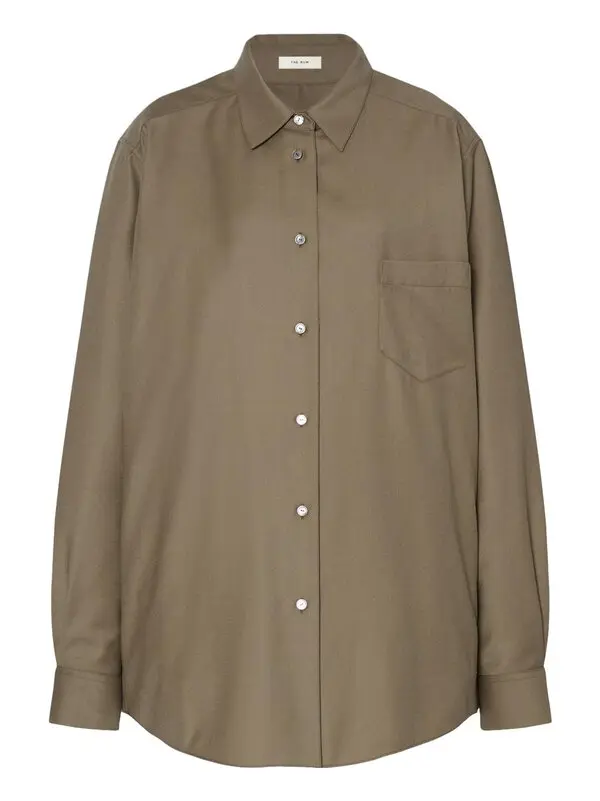 THE ROW Pino Shirt In Virgin Wool - Military Beige