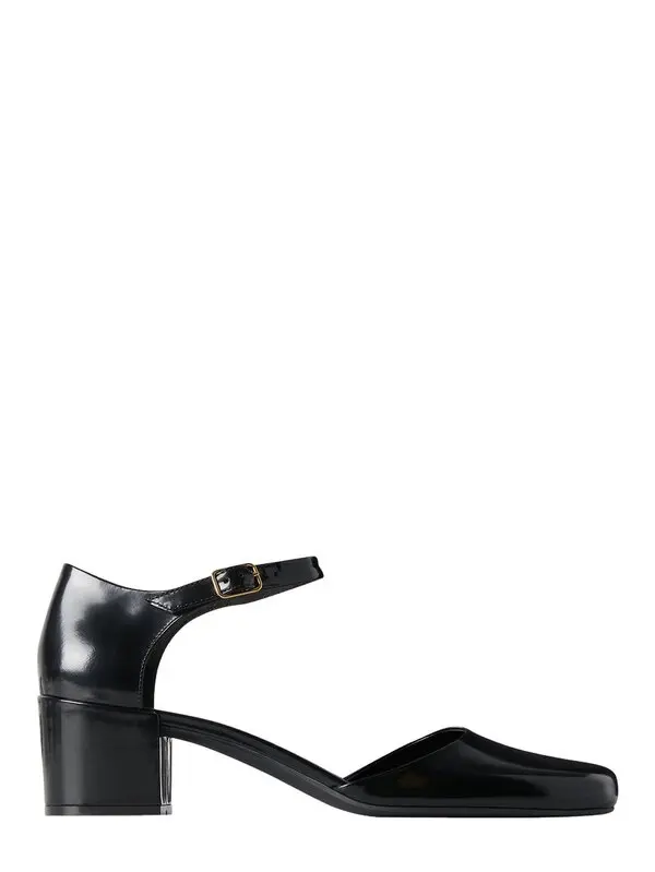 THE ROW Leather Ankle Strap Heels - Black