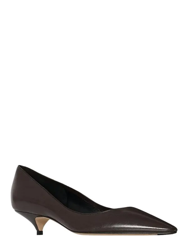 THE ROW Liisa Kitten Two Leather Heel - Lacquer Brown