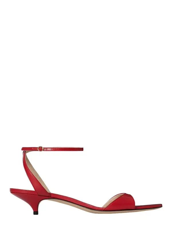 THE ROW Vika Leather Kitten Heel Sandals - Lacquer Red